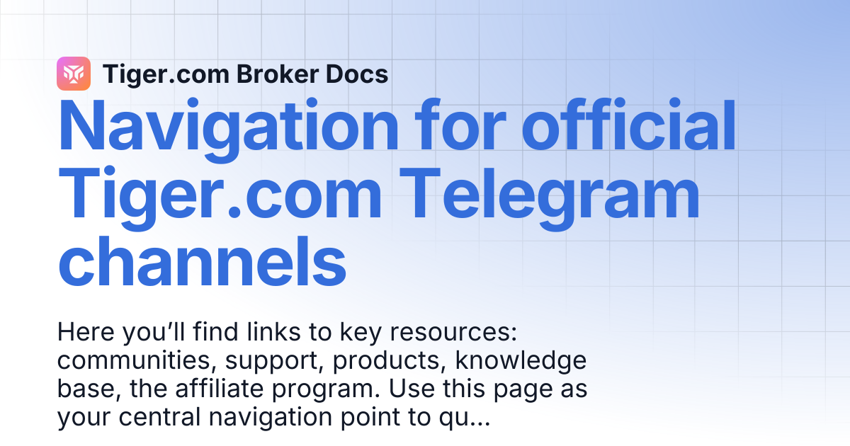 Navigation for official Tiger.com Telegram channels | English | Tiger ...